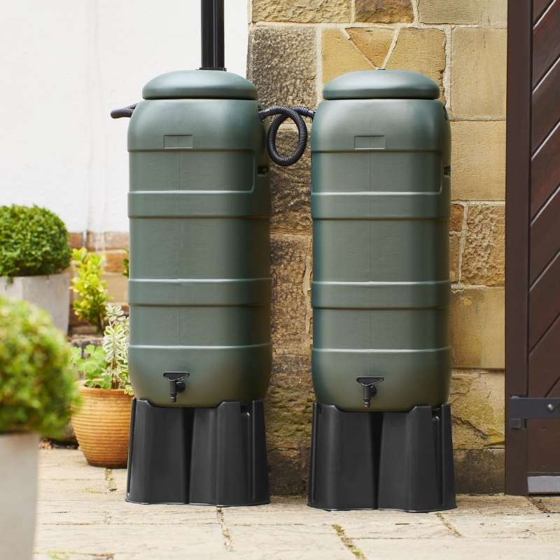 Mini Rainsaver 100 Litre Green Water Butt Double Kit | Water Saving ...
